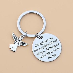 LQRI Caregivers Gifts Daycare Nurse Gift Caretakers Gift Caregivers are Like Angels Without Wings Helping Us Out With So Many Things Babysitter Nanny Caregiver Appreciation Gift (sliver)