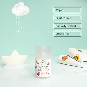 Gentle Face Cream Moisturizer for Kids and Preteens – Nourishing and Calming for All Skin Types – Natural Ingredients: Hyaluronic Acid and Vitamin E - Made in UK 50ml