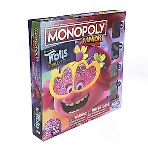 Monopoly Junior: DreamWorks Trolls World Tour Edition Board Game for Kids Ages 5 and Up