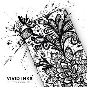 DesignSkinz Black and White Geometric Floral Protective Vinyl Decal Wrap Skin Cover Compatible with The Samsung Galaxy S20 (Screen Trim & Back Glass Skin)