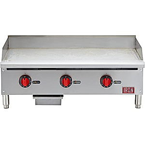 Iron Range Company IRTG-36 36" x 21" Countertop Commercial Gas Commercial Griddle with Thermostatic Control and Three Burners, 90,000 BTU, ETL Listed