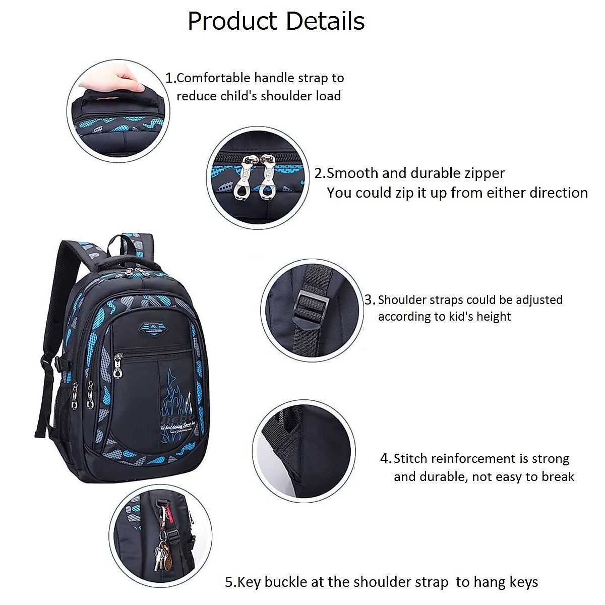 Camo-Print 3pcs Backpack Set with Lunch Bag Pencil Case Kids Elementary Middle School Bookbag for Teen Boys