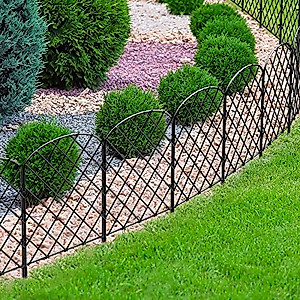 OUSHENG 10 Pack Decorative Garden Fence, Total 10ft(L) x 24in(H) No Dig Animal Barrier Border, Rustproof Metal Wire Section Edging Defence Fencing Panel for Outdoor Patio Garden Yard, Arched