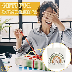 Pinkunn Thank You Gifts Canvas Tote Bag for Coworker Inspirational Appreciation Motivational Quotes for Women Employee Teacher (Rainbow Style,12 Pcs)