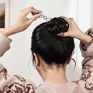 FANDAMEI 50PCS Spiral Hair Pins, Spin Pins Non-Scratch Round Tips, Twist Screw Hair Pin for Women Bun Hair Style DIY, Spiral Bobby Pins Black