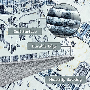 QD-Udreamy 8x10 Area Rugs - Machine Washable Area Rugs 8x10 for Living Room, Soft Washable Rugs 8x10, Non-Slip Washable Area Rug, Stain Resistant Boho Low Pile Thin washable rug 8x10