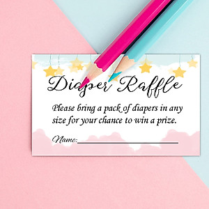 Antgiftshop Little Star Baby Shower Diaper Raffle Cards, Twinkle Little Star Diaper Raffle Ticket, Gender Neutral Baby Shower Girl or boy Diaper Raffle Tickets.