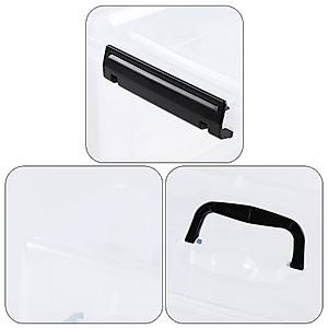 Jandson 4 Packs Plastic Storage Box with Handle, 10 L Clear Lidded Organizer Bin