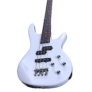 Exquisite Stylish IB Bass Guitar with Power Line and Wrench Tool (White)