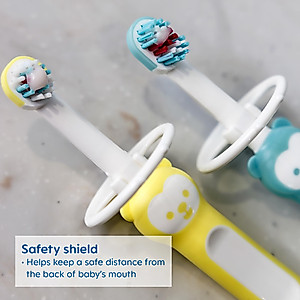 MAM Learn to Brush Set (1 Baby's Brush Toothbrush, 1 Training Brush, 1 Safety Shield), Baby Toothbrushes with Brushy The Bear, Interactive App, for Girls 5+ Months, Pink