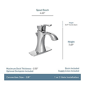 Moen Voss Chrome One-Handle Single Hole Bathroom Sink Faucet with Optional Deckplate, 6903
