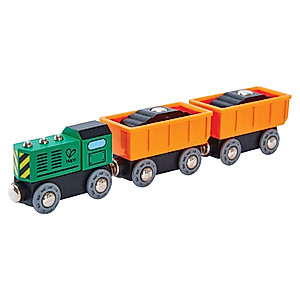 Hape Railway Diesel Freight Train| Freight Wagons with Loads Magnetic Connection Train for Kids