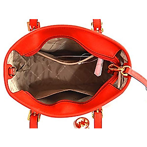 Michael Kors Jet Set Travel Small Carryall Convertible Top Zip Tote Saffiano Leather Crossbody Bag Purse Handbag (Dark Sangria)