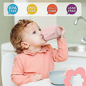 Leeleelon Silicone Sippy Cups for Baby, 100% Leak-Proof Training Cup for Toddler with Handles, Soft Spout Sippy Cup for Infants, 6+ Months, 6oz/180ml (Pack of 2)