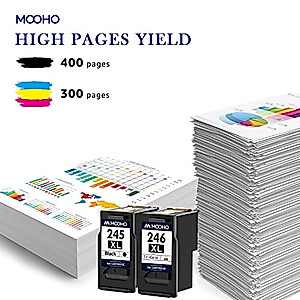 Mooho Compatible 245XL 246XL Ink Cartridge Black Color Combo Replacement for Canon 245 246 PG-245XL CL-246XL 243XL 244XL for Pixma MX490 MX492 MG2522 MG2922 MG2520 MG2920 TS3122 TS3100 TR4520 Printer