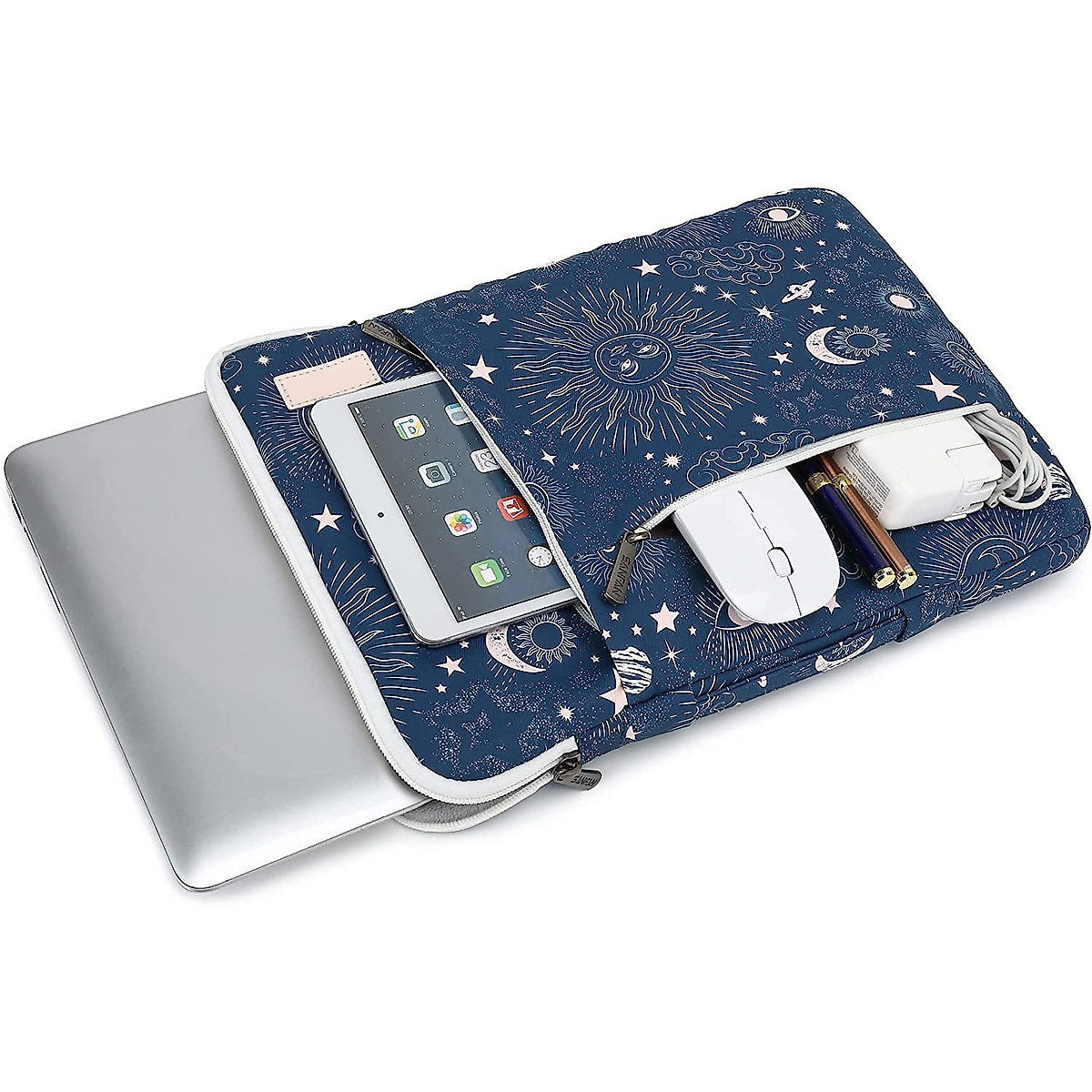 SANFAN 360° Protective 3 Pockets Laptop Sleeve Case Bag Computer Carrying Cover with Handle for MacBook Air 15 inch and 15.6 inch HP, Dell, Acer, Asus, Lenovo Notebook (Sol de Mayo)