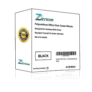 Premium Caster Office Chair Caster Wheel, Black, Set of 5 (ZT08)