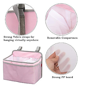 Baby Diaper Caddy Bag Stacker Organize - Nursery Storage Bin for Diapers, Wipes & Toys - Protable Diaper Organizer for Crib Wall (Pink)