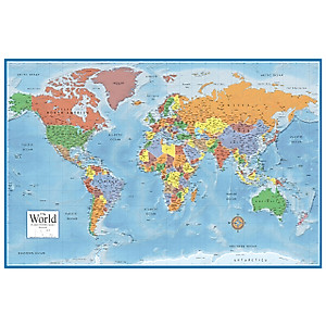 24x36 World and USA Classic Premier 3D Two Wall Map Set (Laminated)