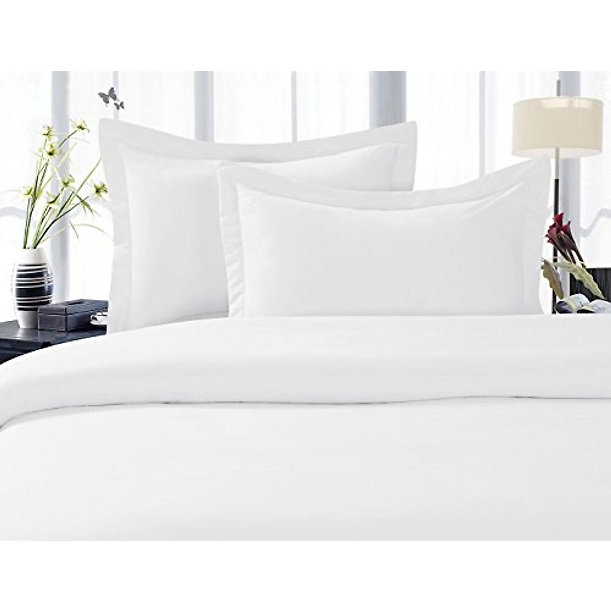 Elegant Comfort 1500 Thread Count Wrinkle Resistant Ultra Soft Luxurious Egyptian Quality 3-Piece Duvet Cover Set, Full/Queen, White