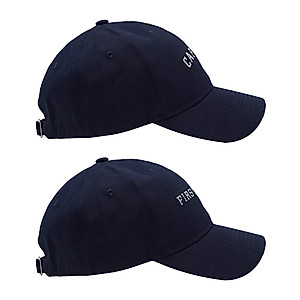 Captain Hat & First Mate | Matching Skipper Boating Baseball Caps | Nautical Navy Marine Sailor Hats (Navy)