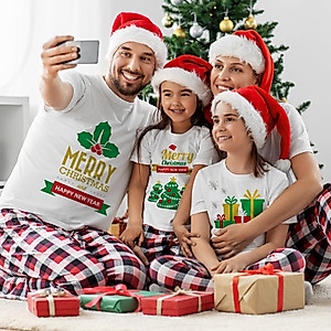 Whaline 9 Sheet Christmas Heat Transfer Vinyl 4 Colors Xmas Iron on Vinyl Red Green Golden Silver Printed HTV Adhesive Craft Vinyl for Clothing Costume DIY Fabric Craft, 9.6 x 11.8 Inch