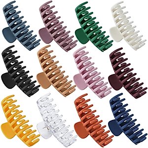 12 Pack Hair Clips for Woman Thick Hair 4in,Non-slip Matte Big Claw Clips For Thick and Thin Hair ,Large Strong Hold Hair Claw Clips For Women Hair Accessories for Women Banana Jaw Clips for Hair