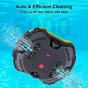 Launs Cordless Robotic Pool Cleaner, Automatic Pool Vacuum, Dual-Motor, IPX8 Waterproof, with 110 Mins Maximum Runtime, Self-Parking, Pool Vacuum for Above (Green)
