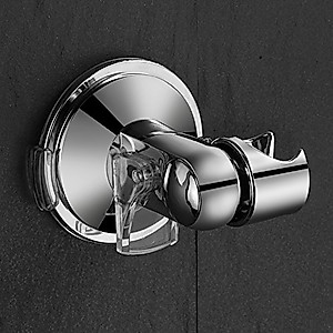 HotelSpa Universal Angle-Adjustable Hand Shower Wall Bracket for Easy Reach/Perfect Angle Fits ANY SHOWER! Patented Push-Lock provides Superior Suction Power. Self-Adhesive Slide-in Holder included