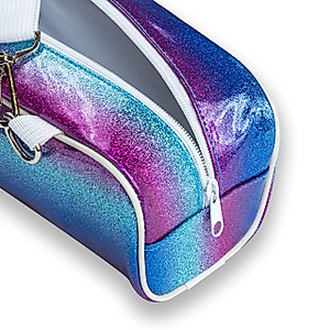 Talltoise Twirling Baton Bag Case with Shoulder Strap - 30 inch (78cm) Rainbow Sparkle Case for Majorette Marching Band, Gymnastics Carry bag - Complete with Rainbow Dance Ribbon Streamer