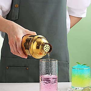 Kyraton Gold Cocktail Shaker, Professional Grade Martini Shaker, Titanium Golden Plating Premium Stainless Steel Cocktail Shaker, Bar Accessories for Home Bars 24 oz Total Capacity