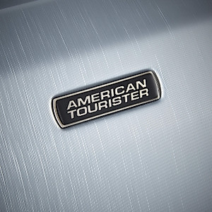 American Tourister Moonlight Hardside Expandable Luggage with Spinner Wheels, Silver, Checked-Large 28-Inch