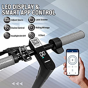 Electric Scooter Adults 350W, up to 19 Miles Long-Range and 19 MPH, 8.5" Solid Tires, Portable Foldable Commuting Scooter Electric for Adults with Double Braking System and App Control