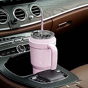 BesWin 40 oz Tumbler with Handle and Straw, Stainless Steel Vacuum Insulated Tumbler with Straw Lid - Travel Coffee Mug Iced Coffee Cup - Keeps Cold for 36 Hours, Leakproof - 40 oz, Pale Pink