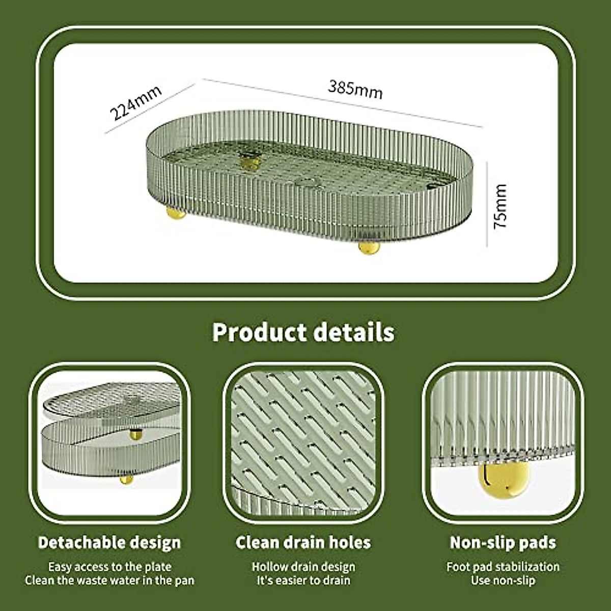 Light Luxury Tray Teacup Storage countertop Makeup Table Tray, Decorative Tray for Coffee Table countertop Kitchen Appetizer Breakfast Bed Bathroom or nightstand(White)