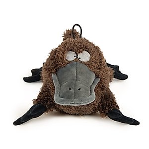 TrustyPup Strong 'N Silent Platypus Silent Squeak Plush Dog Toy, Chew Guard Technology - Brown, Large