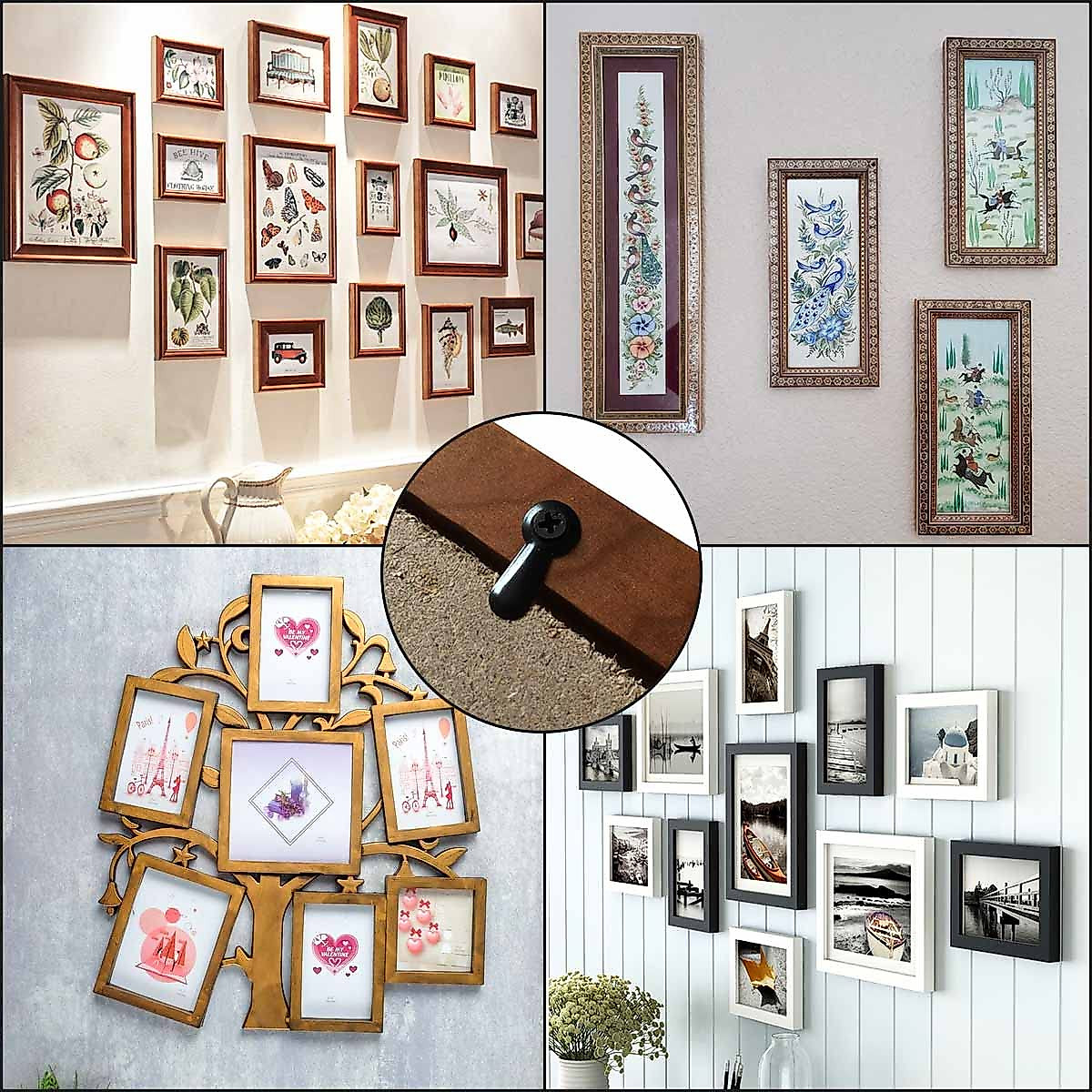 160-Piece Metal Picture Frame Set with 160 Screws, Turn Button Fasteners, Black Frame Hardware, Hanging Hangers for Photos, Crafts, Posters