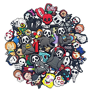 Cutest-LittleBell 35Pcs Skull Horror Shoe Charms Decorations,Thriller Cool Charms for Boys,Girls,Teens and Adult, Shoe Charms Accessories Party Gifts