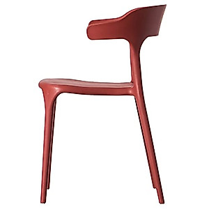 Fabulaxe Modern Plastic Outdoor Dining Chair with Open U Shaped Back, Red Set of 2