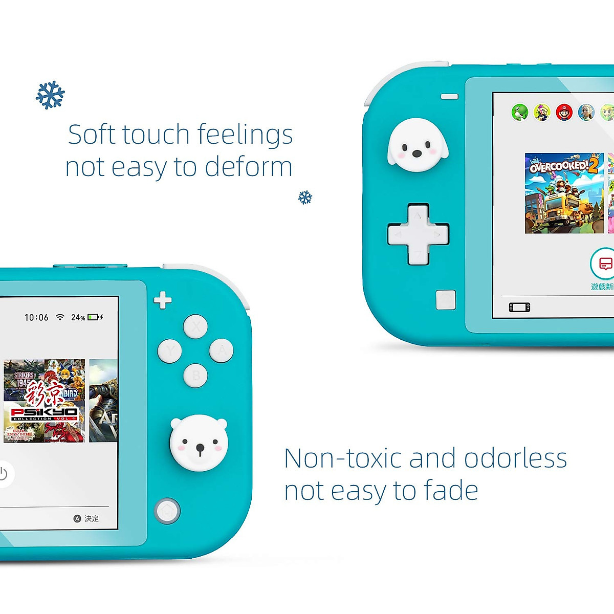 GeekShare 4PCS Cute Animal Theme Thumb Grip Caps,Soft Silicone Joystick Cover Compatible with Nintendo Switch/OLED/Switch Lite - Bear and Dog