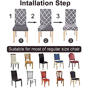 Printed Chair Cover Solid Color Elastic Banquet Dinner Seat Covers Removable Comfortable Stretch Chair Covers AE11 6PCS