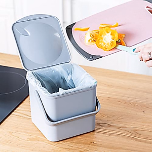 Minky Homecare Kitchen Compost Bin – Countertop Food Waste Caddy with Easy Wipe Clean Interior – Made in the UK - 3.5L (0.9 gal.) (Light Grey)