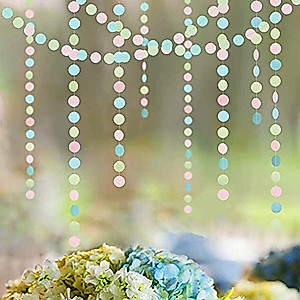 52 ft Pastel Party Decorations Easter Garlands Hanging Pink Blue Green Circle Dots Streamer Banner Backdrop for Spring Theme Birthday Party Decorations Unicorn Mermaid Party Supplies