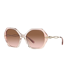 Coach HC8315 Sunglasses, Gradient Transparent Peach/Brown Rose Gradient, 57 mm