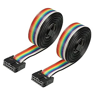 uxcell IDC Rainbow Wire Flat Ribbon Cable 10 Pins 128cm Length 2.54mm Pitch 2pcs Type-B