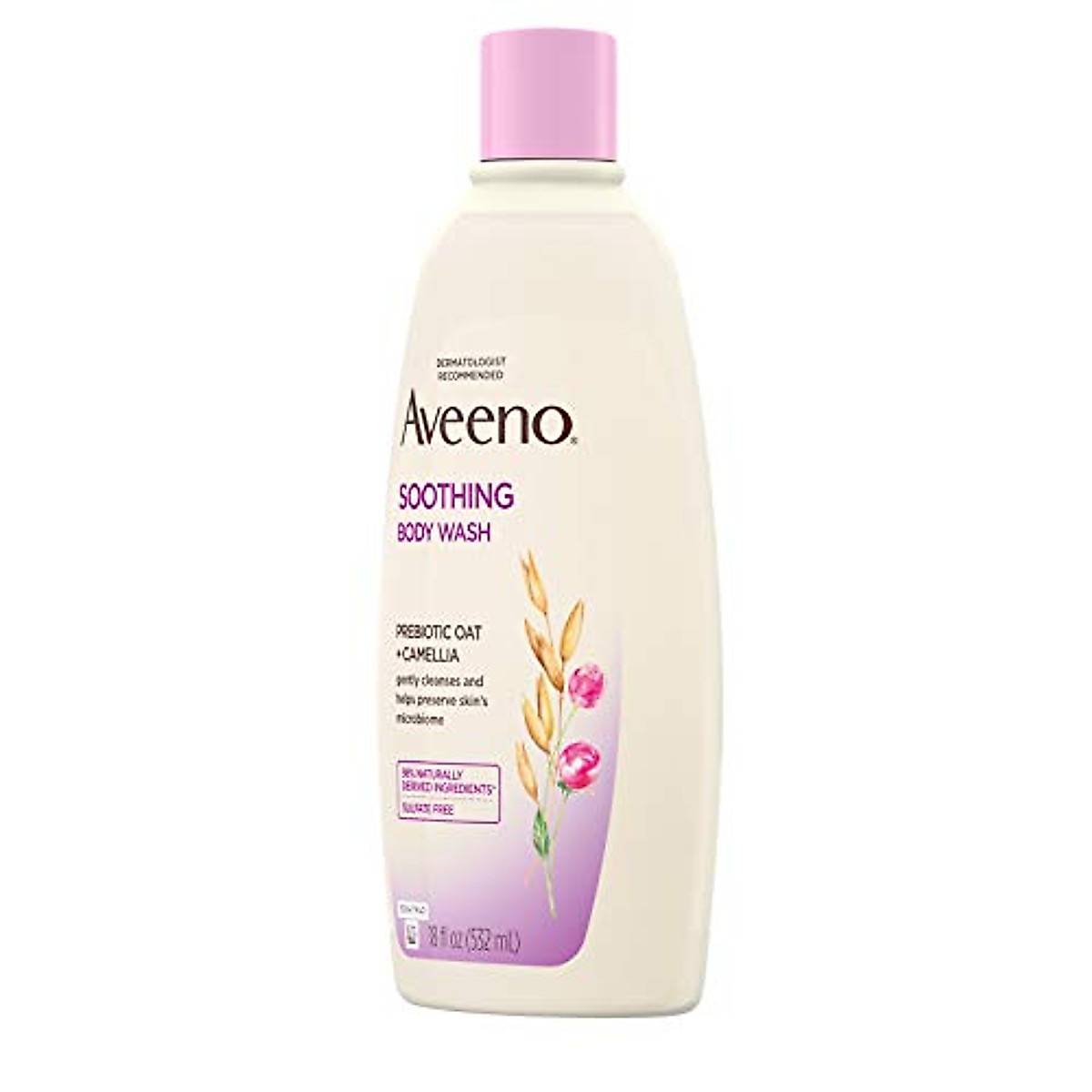 Aveeno Soothing Body Wash for Sensitive Skin with Prebiotic Oat Camellia Cleansing Wash for SoftFeeling Skin Formulated Without Sulfates Parabens Phthalates Dyes fl., Cream, 18 Fl Oz