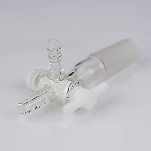 StonyLab Vacuum Glass 3-Way Flow Control Adapter, Borosilicate Glass Adapter with Standard 24/40 Taper Joint and PTFE Stopcock for Laboratory