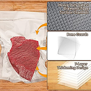 Vacuum Sealer Bags, 6 Pack BPA FREE 8"x16' Food Vacuum Bags Rolls Heavy Duty Vacuum Seal Bags for Food Seal a Meal Bags, Commercial Grade Vacuum Sealer Rolls for Meal Prep Sous Vide Food Storage 