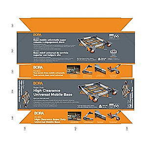 Bora Portamate Mobile Base PM-3800 with High Clearance 5” Wheels – Universal, Heavy Duty, Adjustable Rolling Kit, Floor Dolly Roller for Equipment, Power Tools, Machines- 1500 lb Capacity