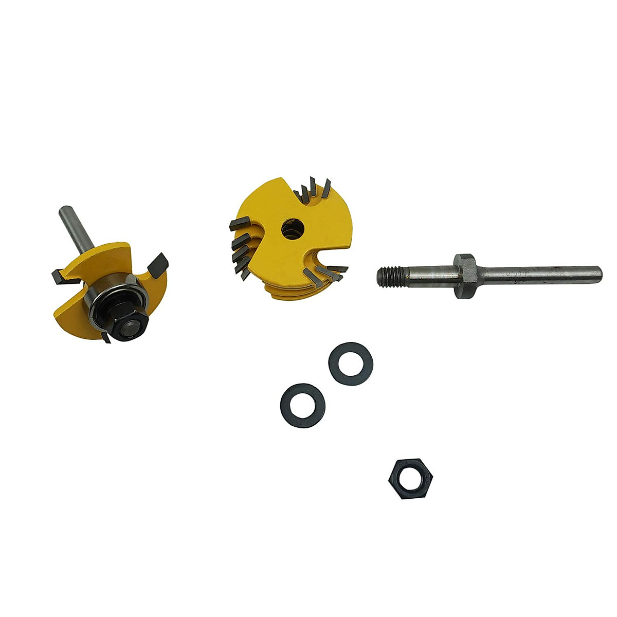 LoveDeal 1/4 Inch Shank Slot Cutter Router Bit Set, 3 Teeth T Shape Molding Wood Milling Cutter, Adjustable 3 Wings Carbide Woodworking Tool - with 6 Pcs Slotting Cutter Blades, for Cabinet(6 Sizes)